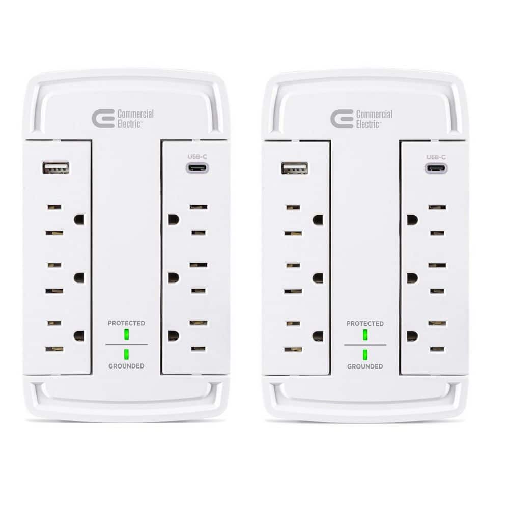 CyberPower 6-Outlet Wall Mounted Swivel Surge Protector with SUB (2 ...