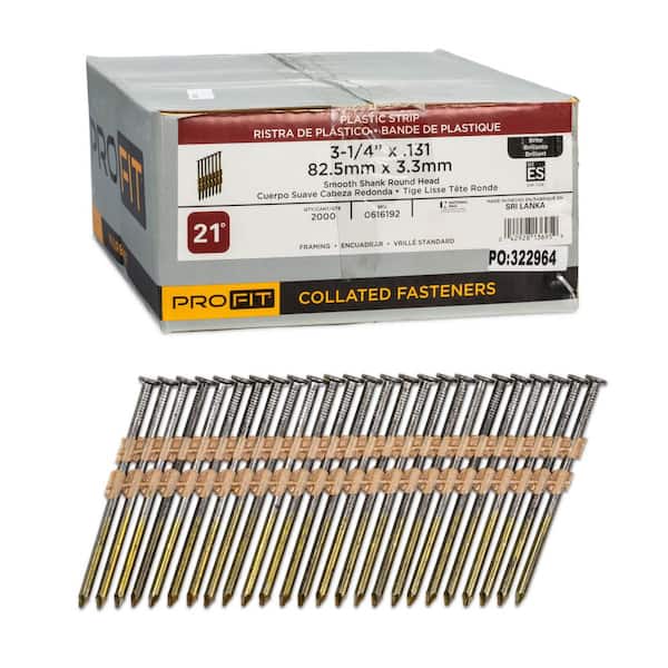 3 1/4 in. - 21 degree - Collated Framing Nails - The Home Depot