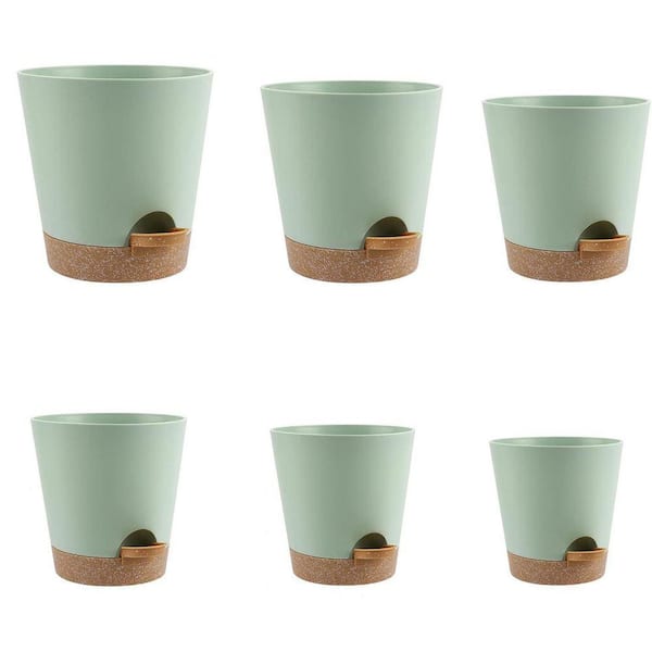 Indoor Self-Watering Planters 6-Pack (Green, 8 in. - 5.5 in.)-with ...