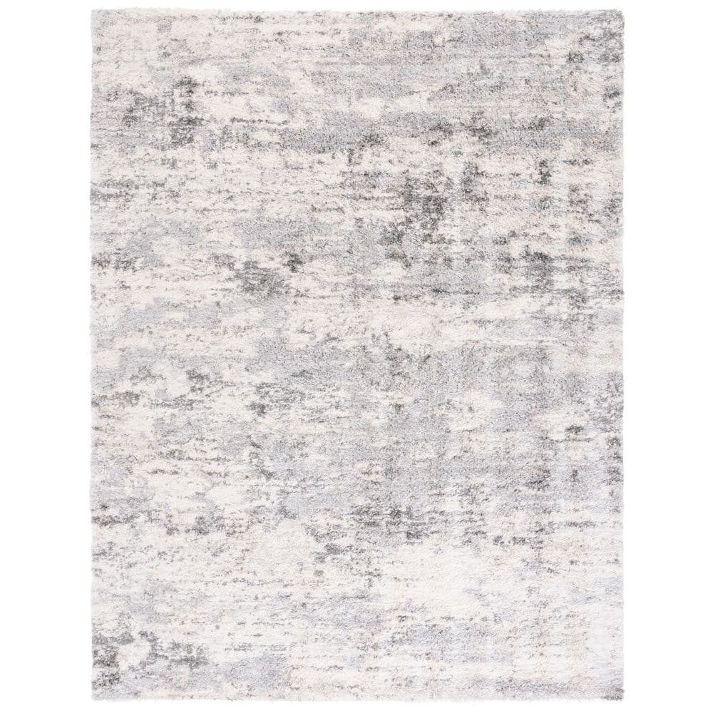 SAFAVIEH Berber Shag 11 ft. x 15 ft. Ivory/Gray Distressed Abstract ...