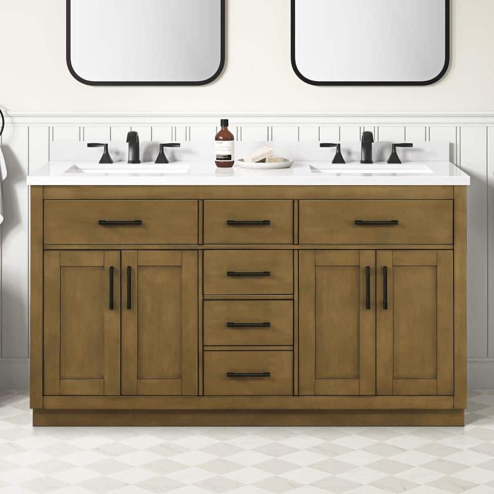 OVE Decors Bailey 60 in. Double Sink Freestanding Almond Latte Bath ...