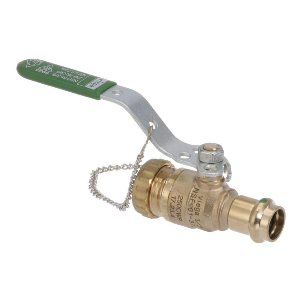 Viega ProPress 1/2 in. Press x 3/4 in. Hose Zero-Lead Bronze Ball Valve ...