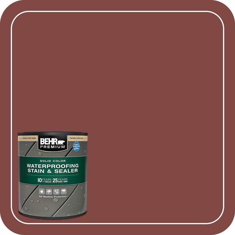 BEHR PREMIUM 1 qt. #SC-112 Barn Red Solid Color Waterproofing Exterior ...