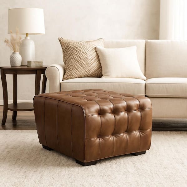 Benjara Tempi Chocolate Brown Genuine Leather and Faux Leather ...