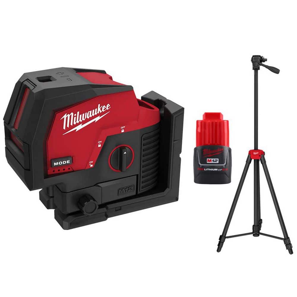 Milwaukee M12 12-Volt Lithium-Ion Cordless Green 125 ft. Cross Line ...