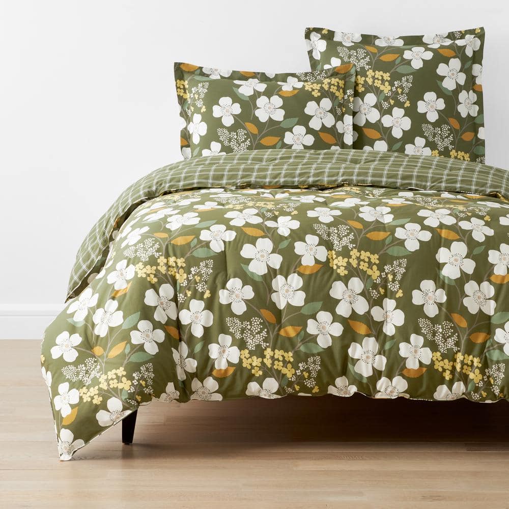 The Company Store Company Cotton Adley Floral Olive Queen Cotton ...