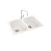 Swan Dual-Mount Solid Surface 33 in. x 22 in. 1-Hole 50/50 Double Bowl ...