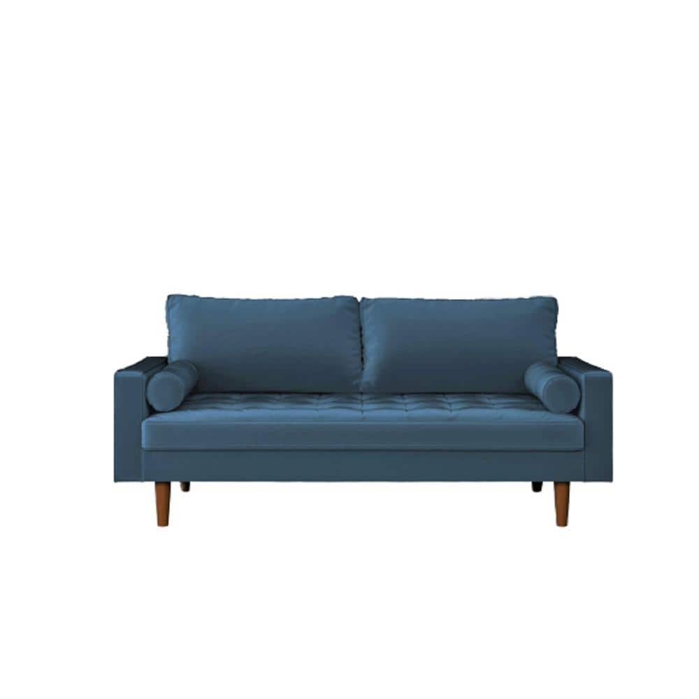 US Pride Furniture Womble 69.7 in. Prussian Blue Velvet 2-Seater Lawson ...
