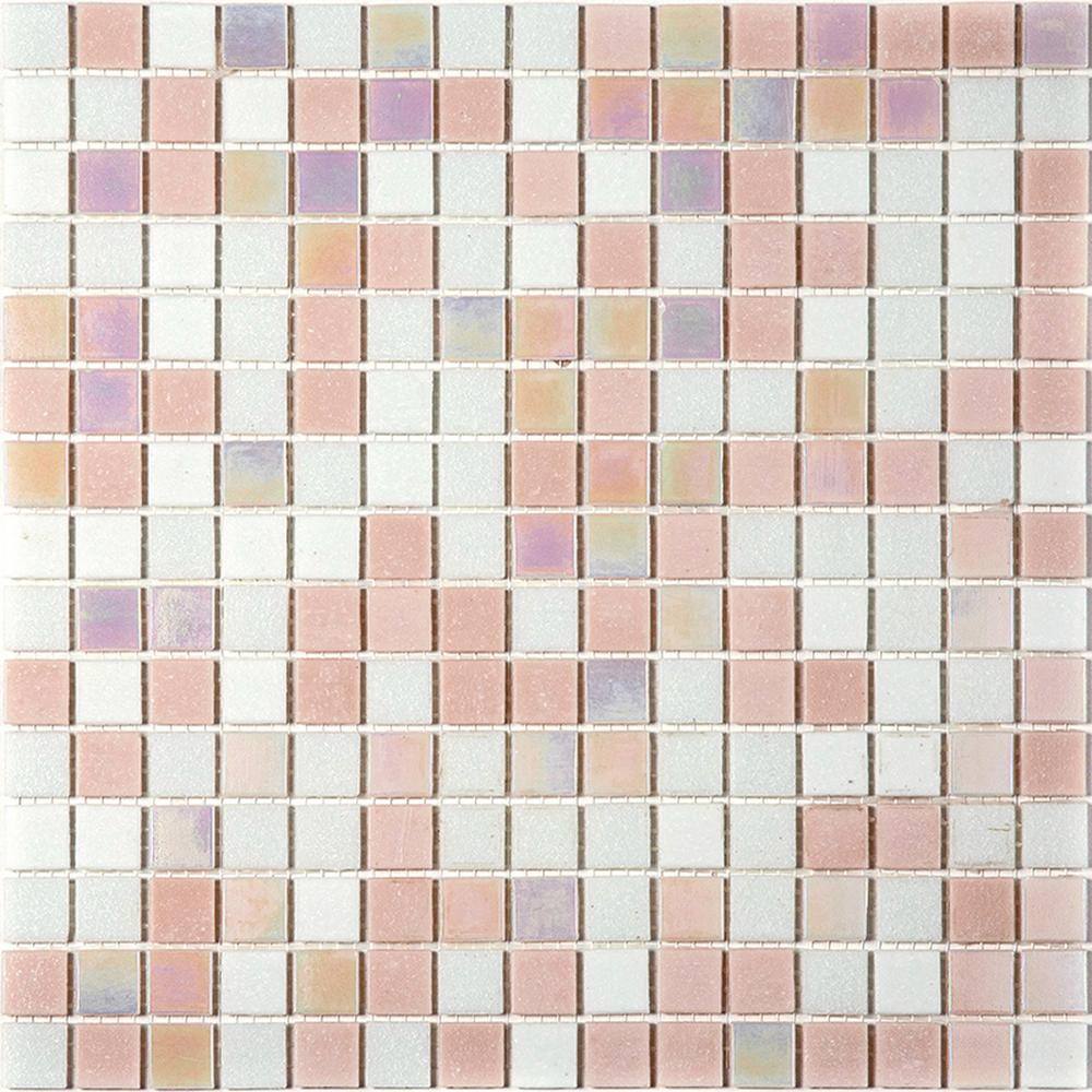 Apollo Tile Mingles 12 in. x 12 in. Glossy Salmon Pink Glass Mosaic ...