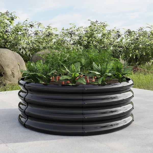 COOLSHARK 32.08"*11.4" Deep Raised Garden Bed, Large Round Planter Anti ...