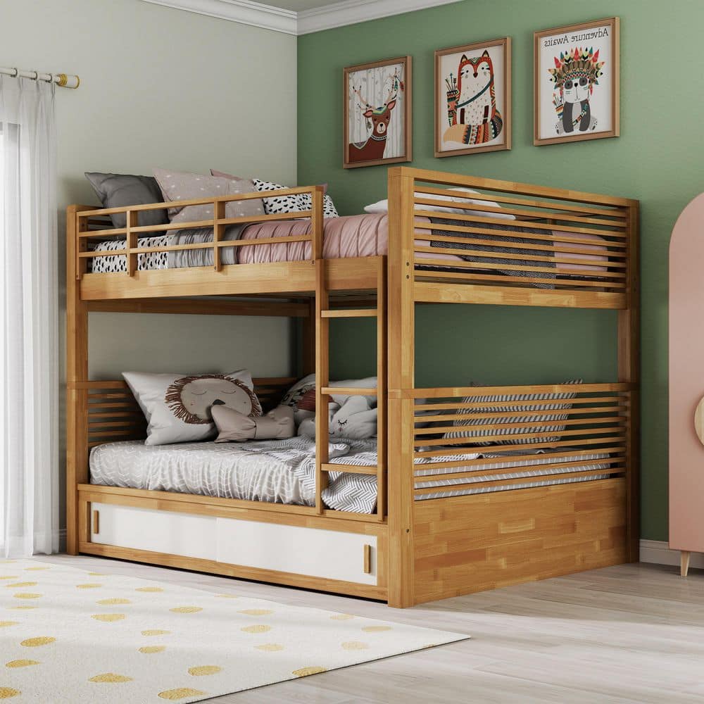 Furniture of America Anna Light Oak Twin over Twin Convertible Bunk Bed ...