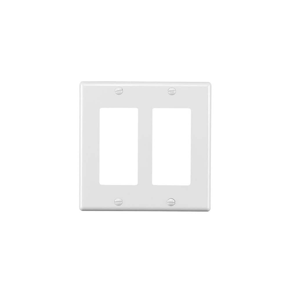 RUN BISON 2-Gang Decorator/Rocker Plastic Wall Plate With Screw, White ...