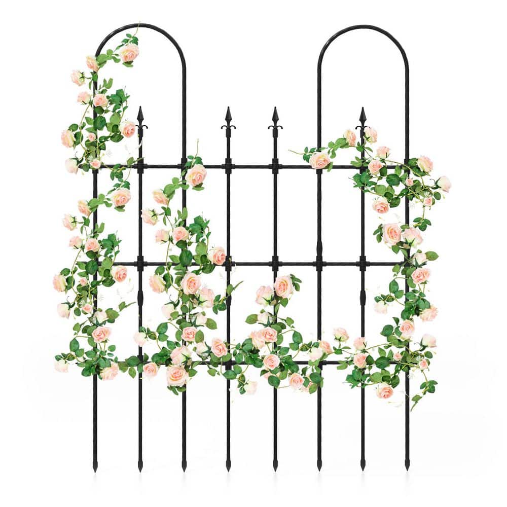 WELLFOR 73 in. H x 58 in. W Metal Trellis in Black TBZ4272 - The Home Depot