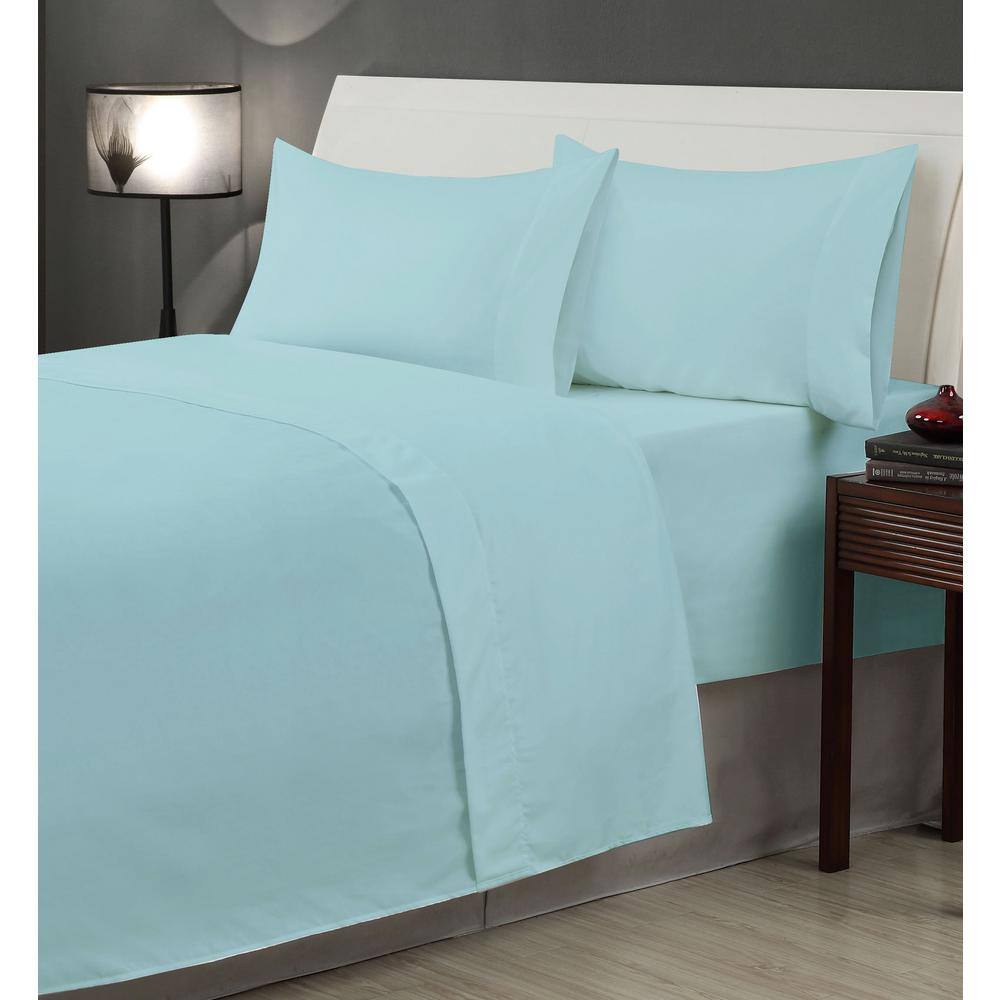 Harper Lane 6-Piece Light Blue Solid Microfiber Full Sheet Set 12872 ...