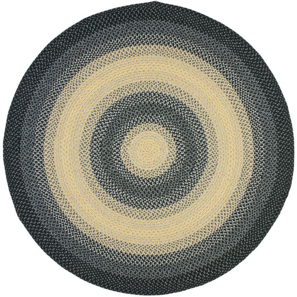 SAFAVIEH Braided Black/Multi 8 ft. x 8 ft. Round Border Area Rug ...