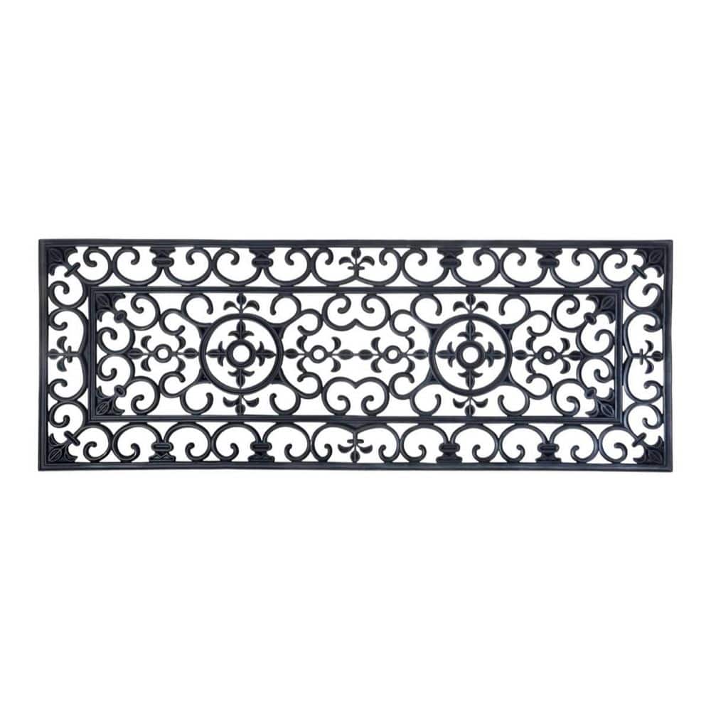 HomeRoots 47 in. x 18 in. Black Rubber Outdoor Door Mat 2000573962 ...