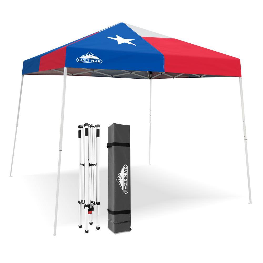 EAGLE PEAK 10 ft. W x 10 ft. D Slant Leg Pop-Up Canopy Tent E64EP-TEX ...