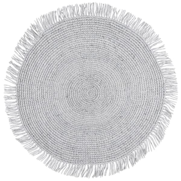 SAFAVIEH Renewal 6 ft. x 6 ft. Light Gray Solid Fringe Round Area Rug ...