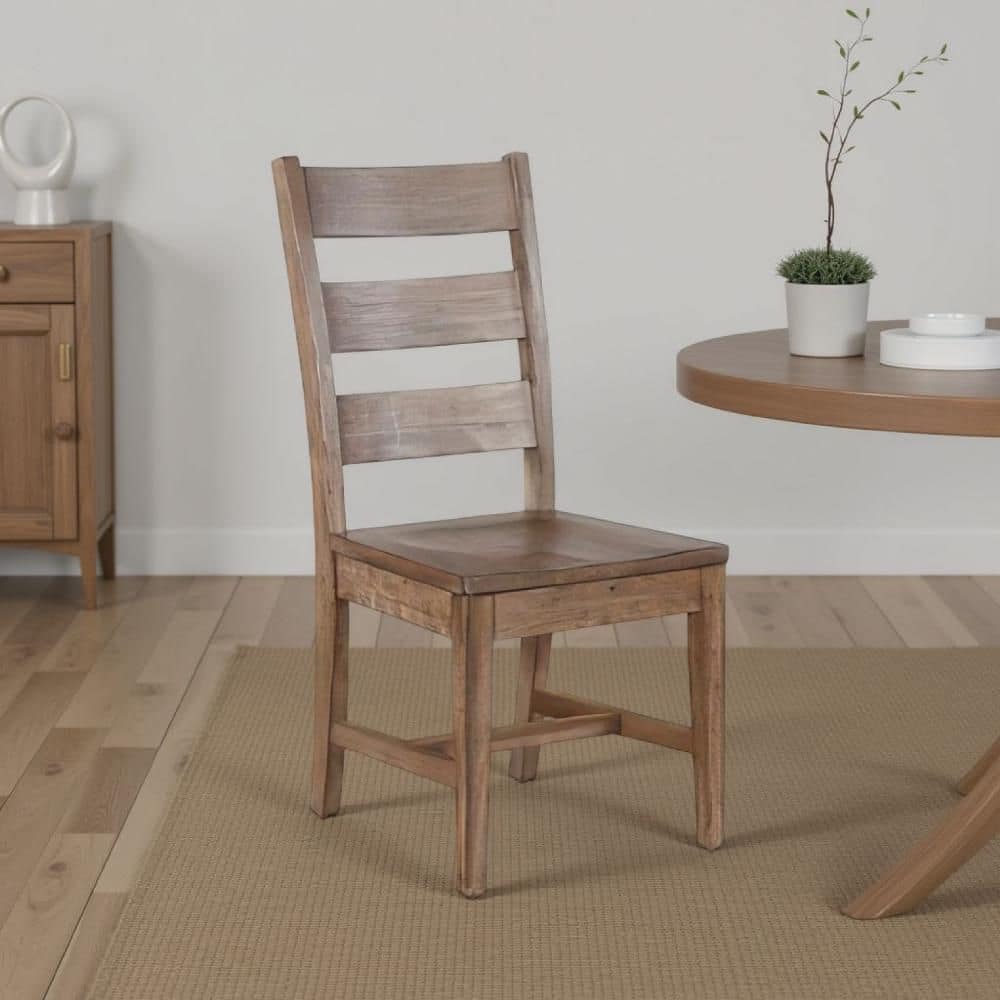 Benjara Yael Brown Wood with Ladder back Dining Chair Set of 2 BM324847 ...