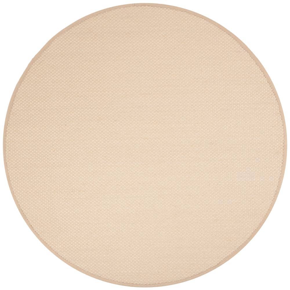 SAFAVIEH Natural Fiber Ivory/Light Beige 4 ft. x 4 ft. Woven Border ...