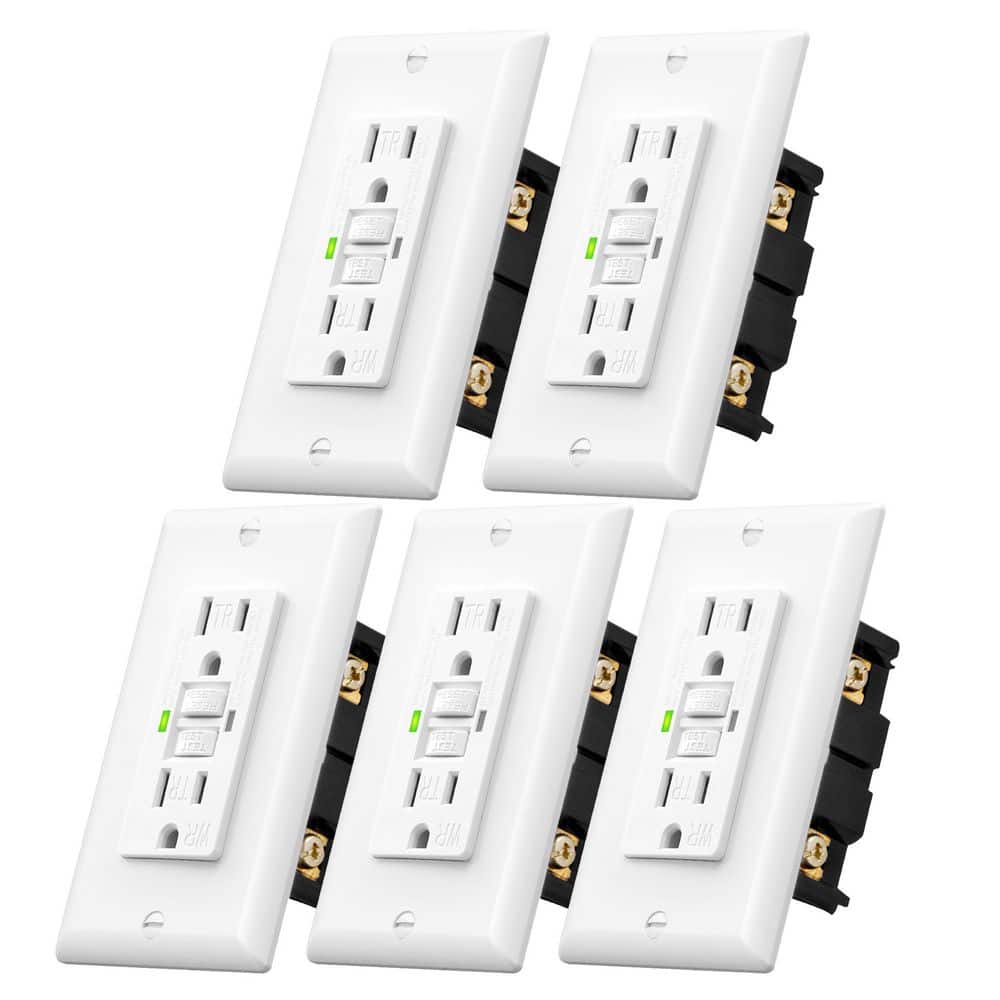 DEWENWILS White 20 Amp Tamper Resistant GFCI Outlet Receptacle with LED ...
