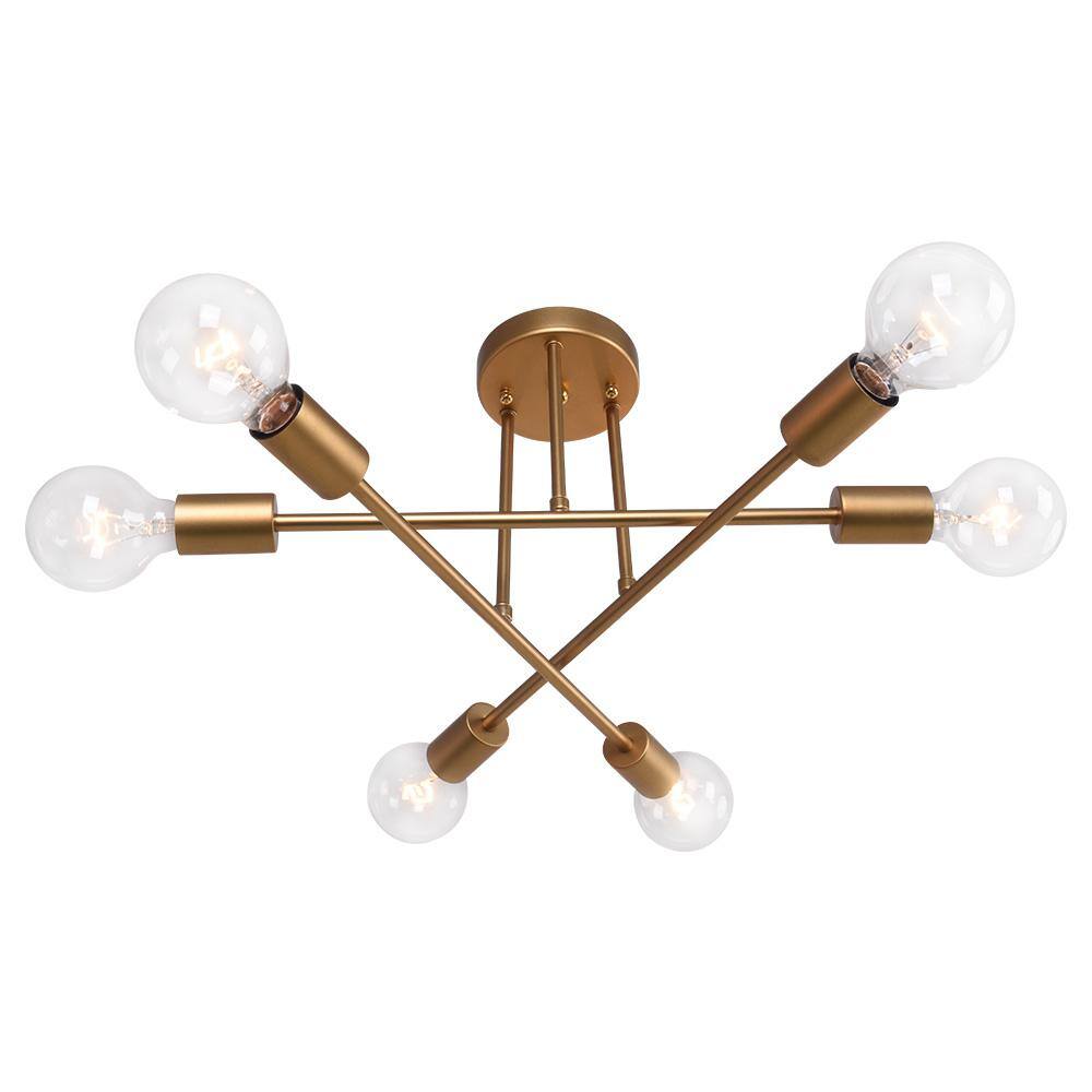 Rennnsan Sylvia 18.89 in. 6-Light Gold Dimmable Sputnik Modern Linear ...