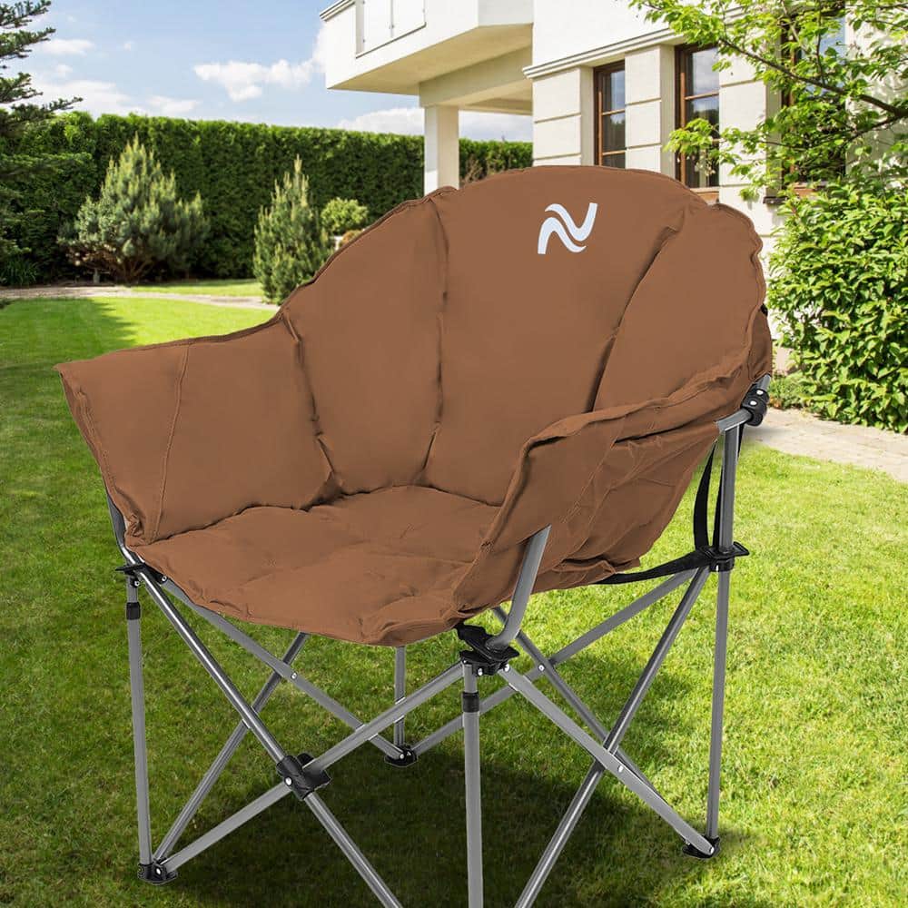 BOZTIY Oversized Camping Chair, Fully Padded Folding Moon Saucer Chair, Heavy Duty Folding Chair ...