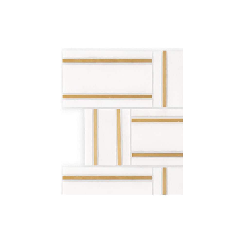 Jeffrey Court Take Home Tile Sample-Brass Tracks White 4 in. x 4 in ...