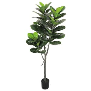 StyleWell 5ft Faux Fiddle Leaf Fig Tree in White Pot T4441 - The Home Depot