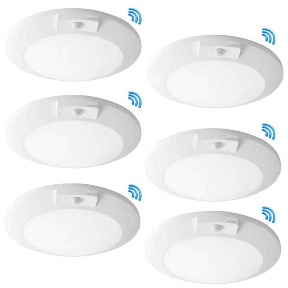 RUN BISON 6-Pack 6 in. 14-Watt Motion Sensor Disk Light 120V 5000K ...