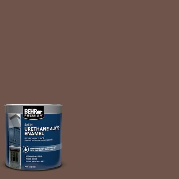 BEHR PREMIUM 1 qt. #N130-7 Double Fudge Satin Enamel Urethane Alkyd ...