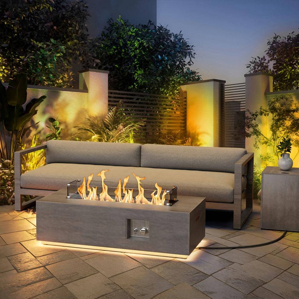 eVita 42 in. 50,000 BTU Rectangle Outdoor Propane Gas Fire Pit Table in ...