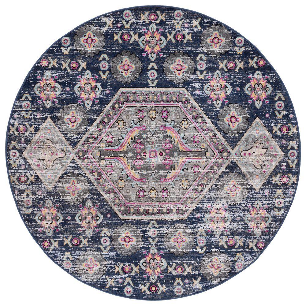 SAFAVIEH Montage Black/Multi 7 ft. x 7 ft. Geometric Medallion Indoor ...