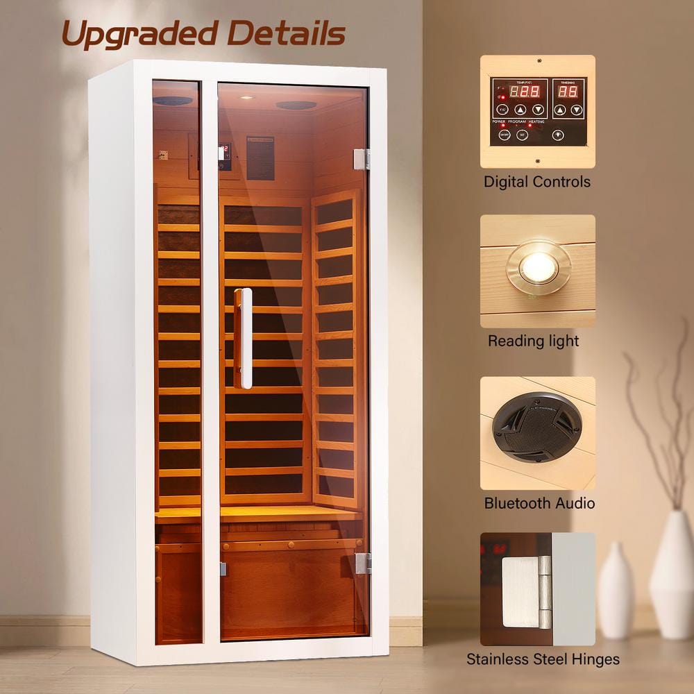 Vanity Art 1-Person Extendable Indoor FAR Infrared Sauna Bluetooth ...