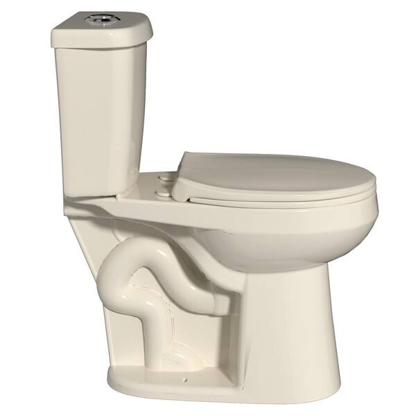 Vomlor ADA Round 19 in. Bone Toilet 2-Piece Dual Flush 1.1/1.6 GPF with ...