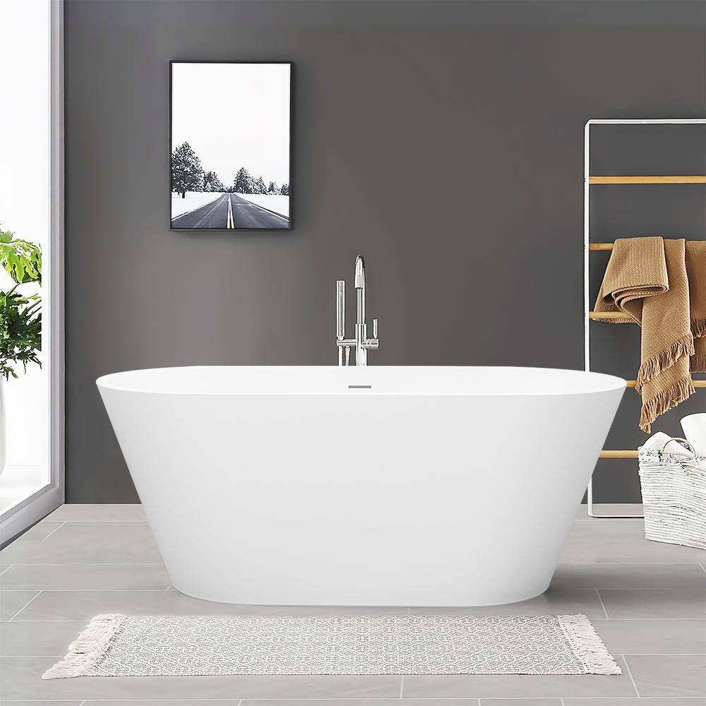 ANGELES HOME 67 in. x 29.5 in. Soaking Bathtub with Integrated Slotted ...