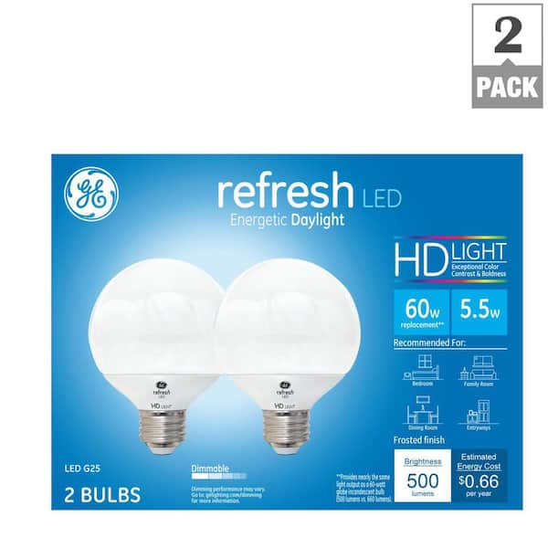 Reviews for GE 60W Equivalent Daylight (5000K) High Definition G25 ...