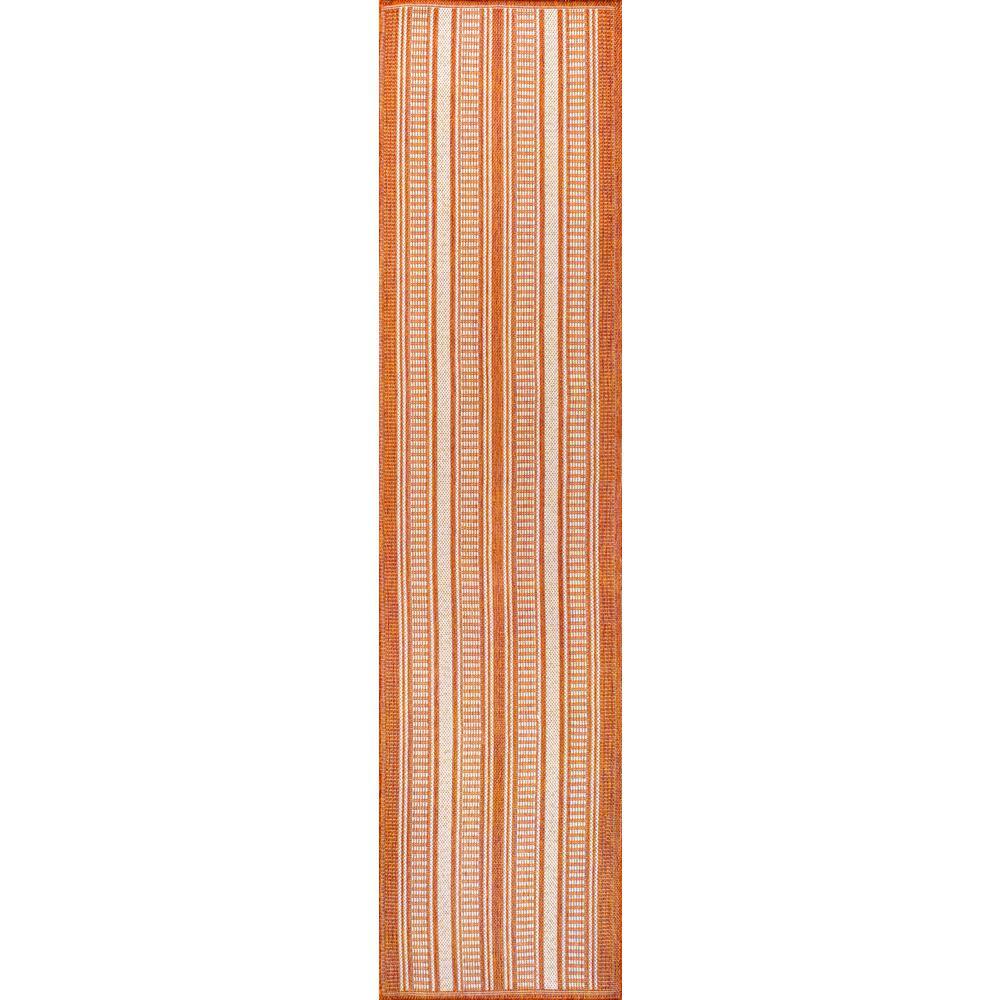 JONATHAN Y Haynes Modern Double Stripe Orange/Cream 2 ft. x 8 ft ...