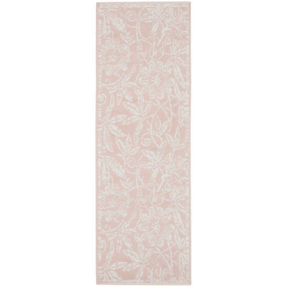 Nourison Whimsicle Pink 2 ft. x 8 ft. Floral Contemporary Kitchen ...