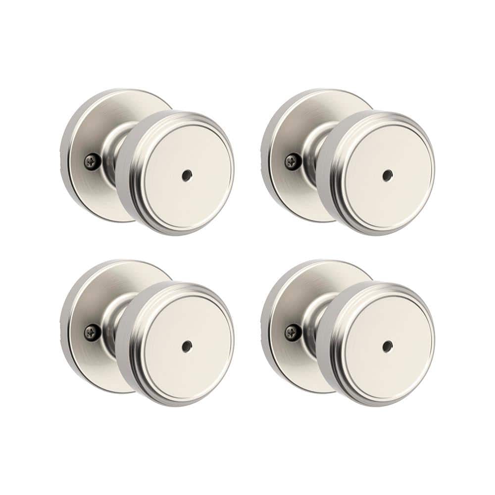 Kwikset Maven Satin Nickel Privacy Bed/BathDoor Knob 4-Pack 300MNK RDT ...