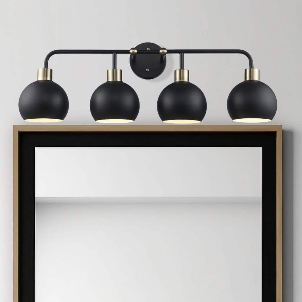 Bel Air Lighting Indigo 30 in. 4-Light Black and Gold Bathroom Vanity ...