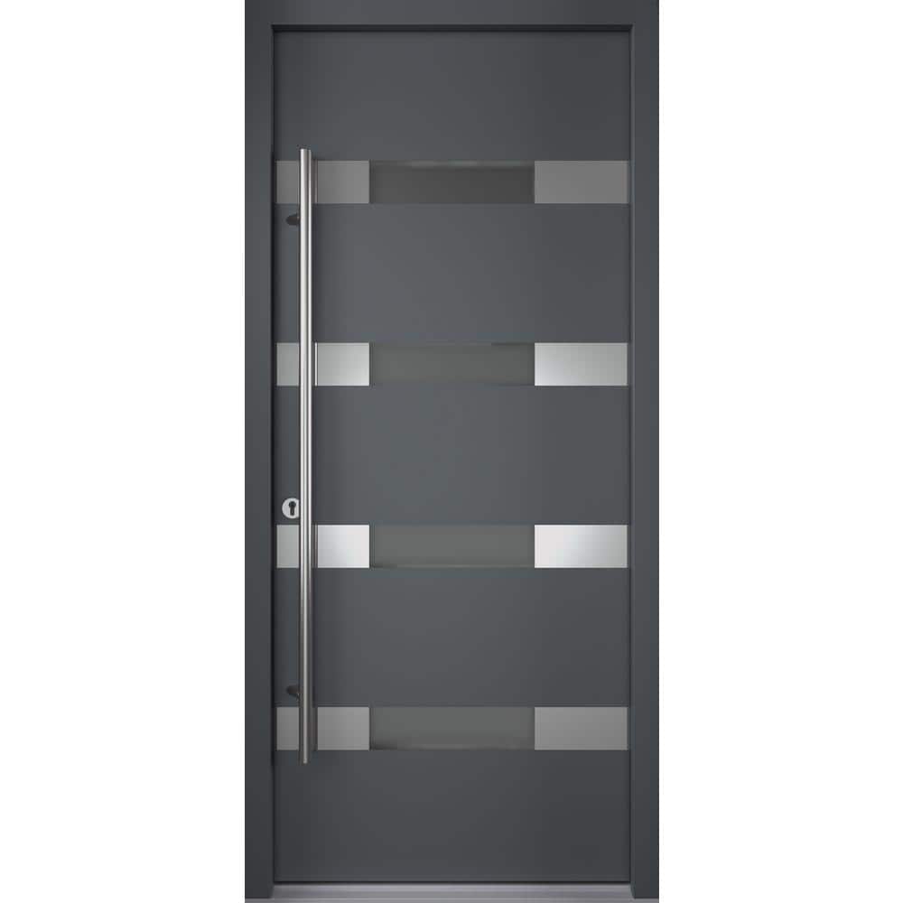 Belldinni AURA 37 in. x 82" Right-Hand/Inswing Frosted Glass ANTRACIT ...