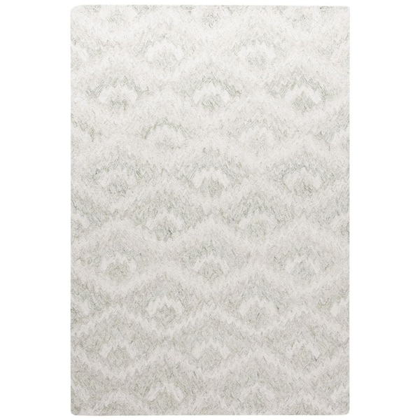 SAFAVIEH Ebony 8 ft. x 10 ft. Ivory/Light Green Zig-Zag Geometric Area ...