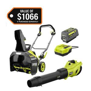 RYOBI 40V HP Brushless 18 in. Single-Stage Cordless Electric Auger ...