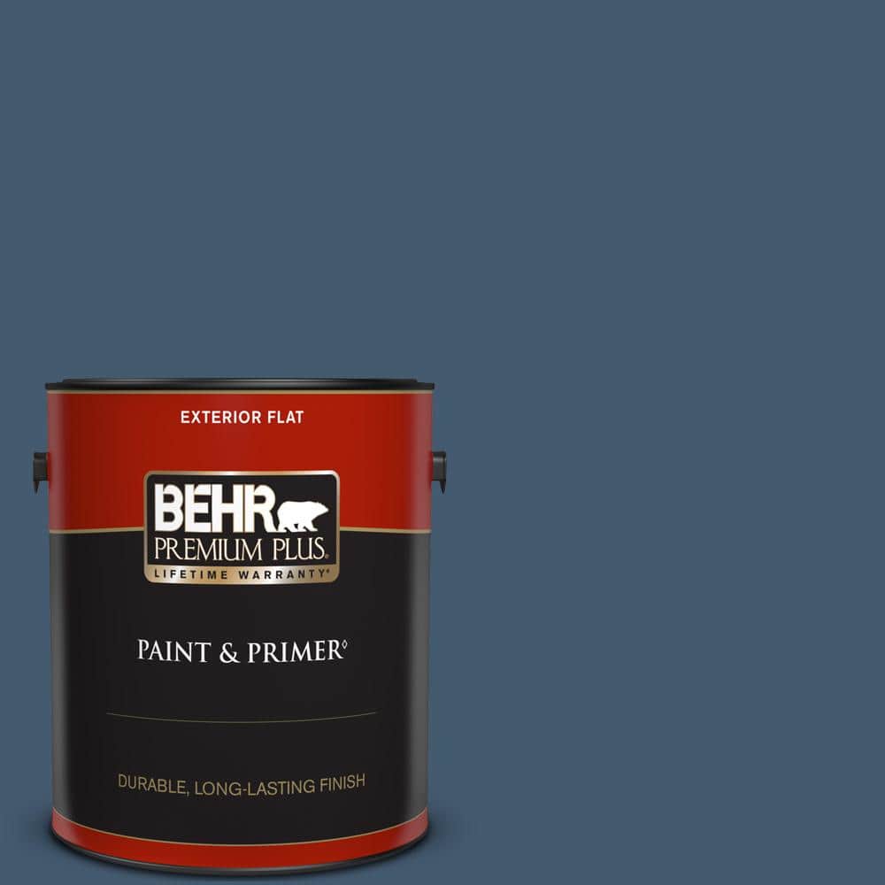 BEHR PREMIUM PLUS 1 gal. #S500-7 Infinite Deep Sea Flat Exterior Paint ...