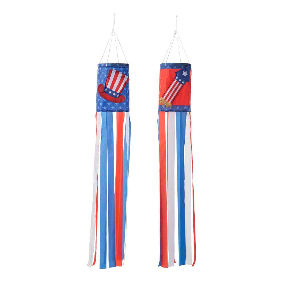 Glitzhome 44 in. H Set of 2 Patriotic/Americana Hat/Firecracker ...