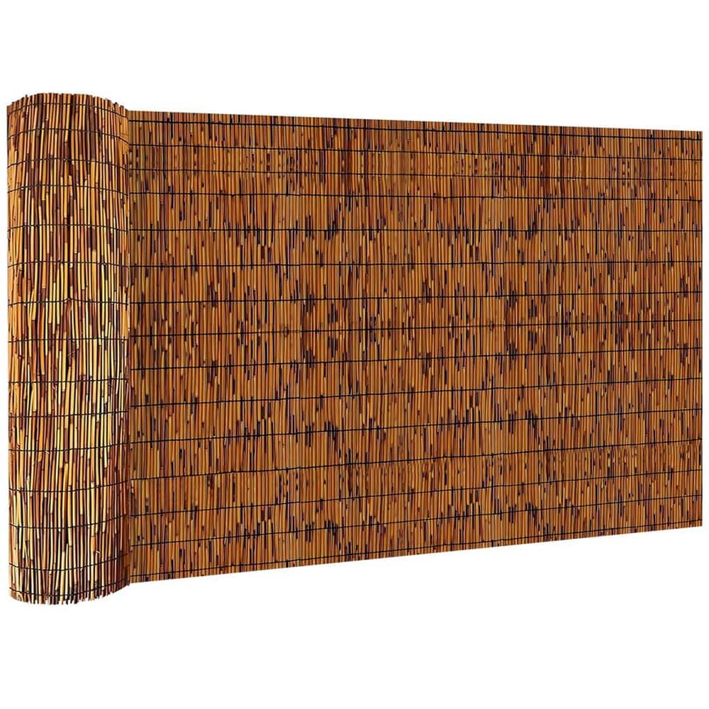 OGETFUUR 4 ft. x 16 ft. Polymer Brown Reed Fencing Rolls, High Roll ...