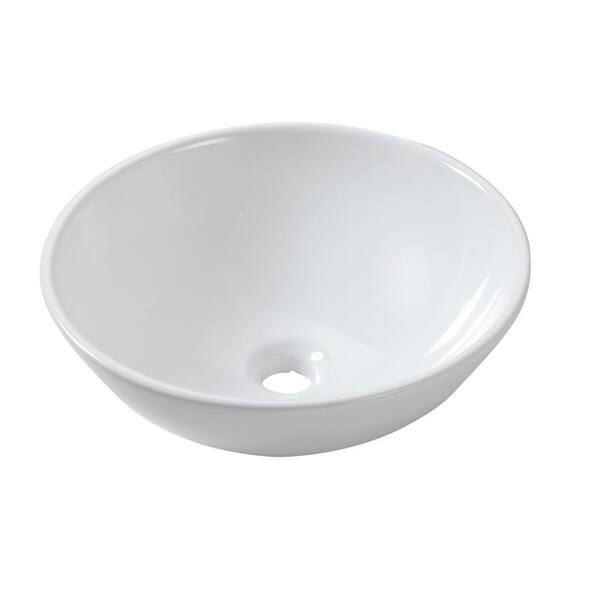 Miscool 13 in. L x 13 in. W x 5 in. H White Ceramic Round Ami Bathroom ...