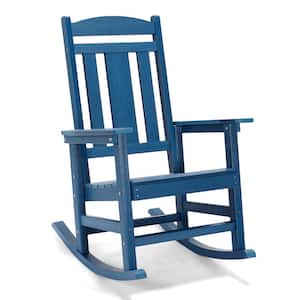 OrangeOne Navy Blue Plastic Adirondack Outdoor Rocking Chair Porch ...