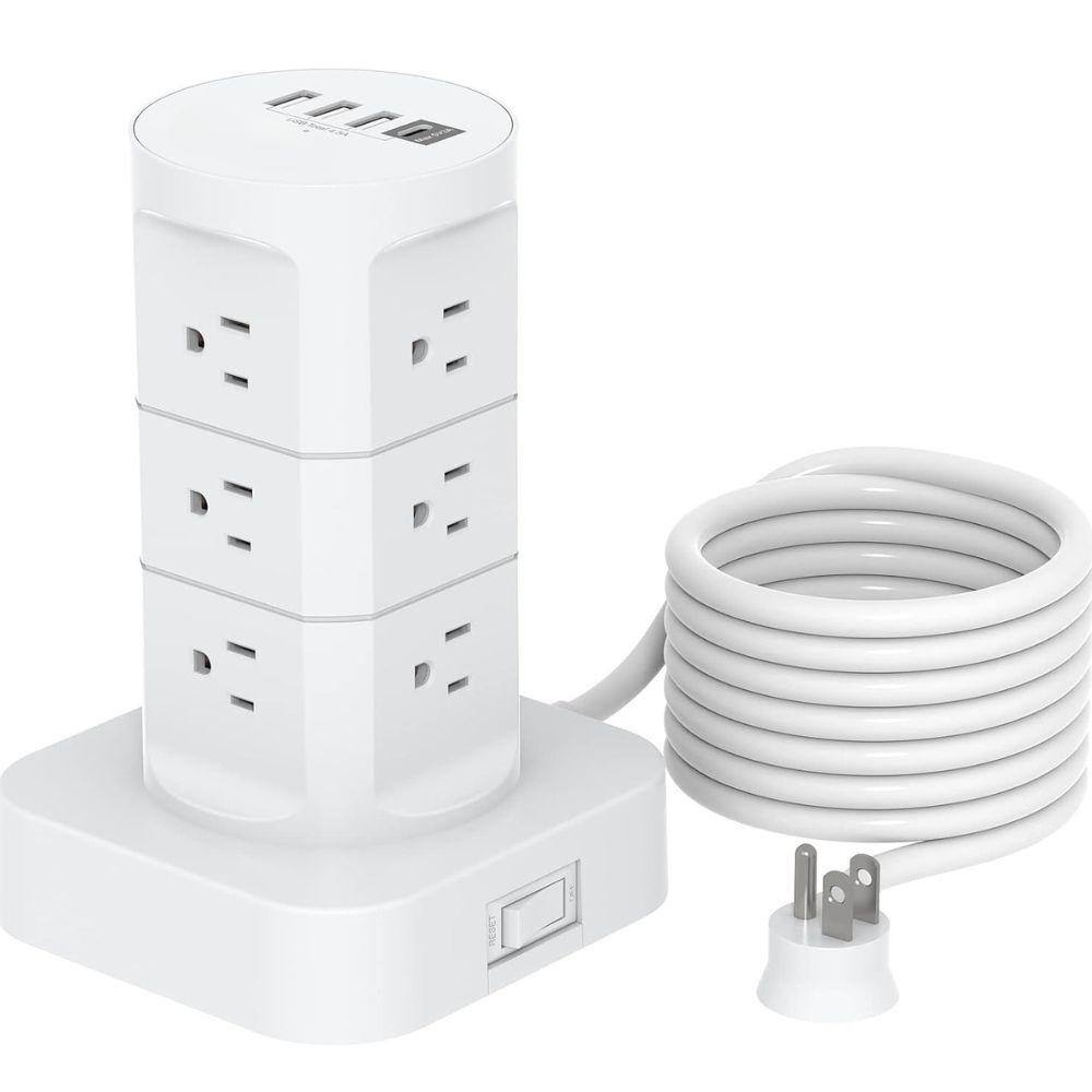 Aoibox 10 ft. Heavy Duty Extension Cord, 12 Wide Outlets with 4 USB ...